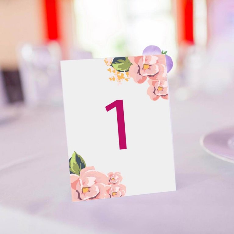 Floral Wedding Table Number - 5