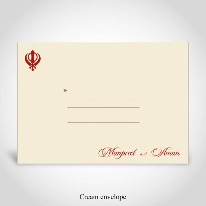 Punjabi Sikh Wedding Card: Gold Foil Anand Karaj Design