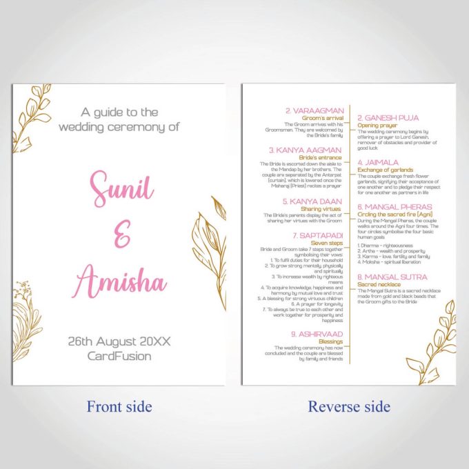 A5 Red & Gold Hindu Wedding Ceremony Programme